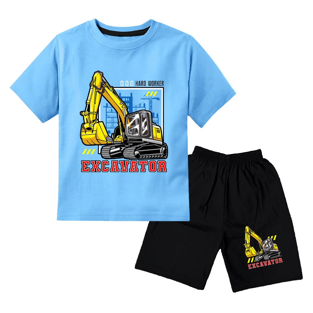 KATUN Boys' t-shirt sets with excavator motifs aged 1-10 years, premium ...