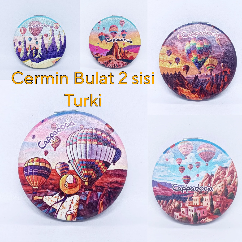 Turkey Istanbul Souvenir Folding Round Mirror 2 sides Turkey Cappadocia ...