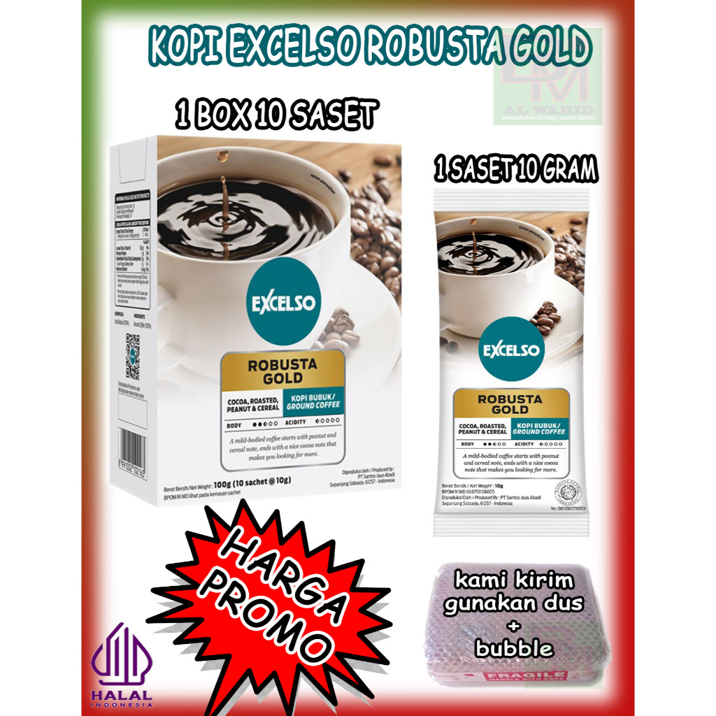 Excelso Robusta Gold Coffee 1 box contains 10 sachets 10 grams | Shopee ...