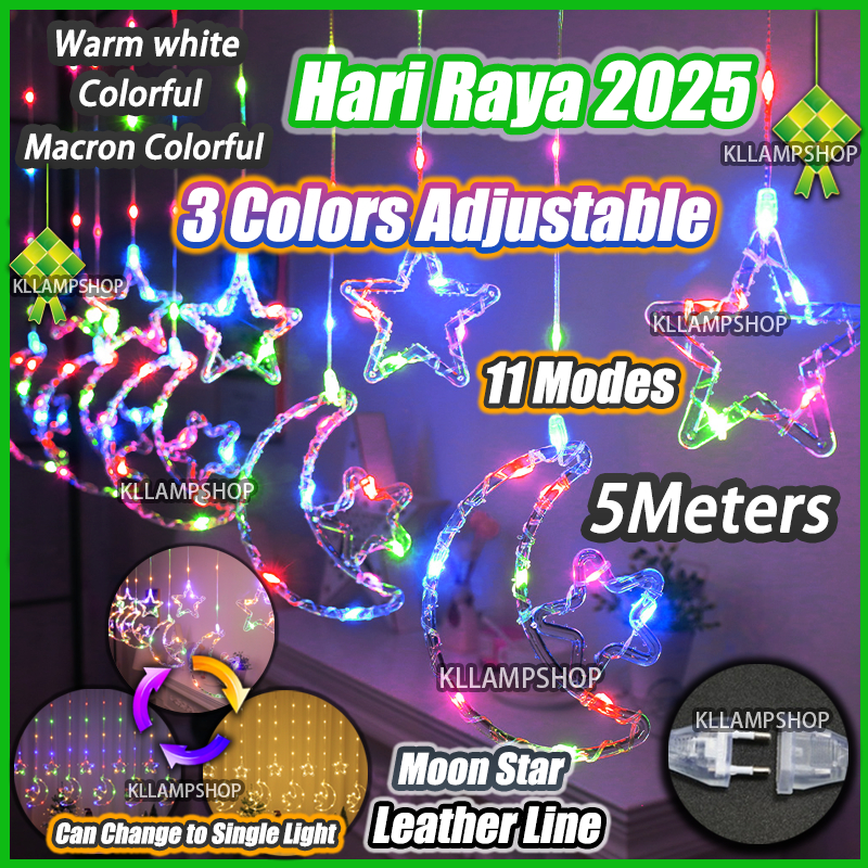 5meter 3 Colors Ramadhan Moon star Light 5m 11 Modes Room Decorative ...