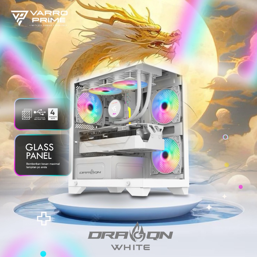 Varro Dragon M-ATX Free 3Fan RGB Gaming PC Case | Shopee Malaysia