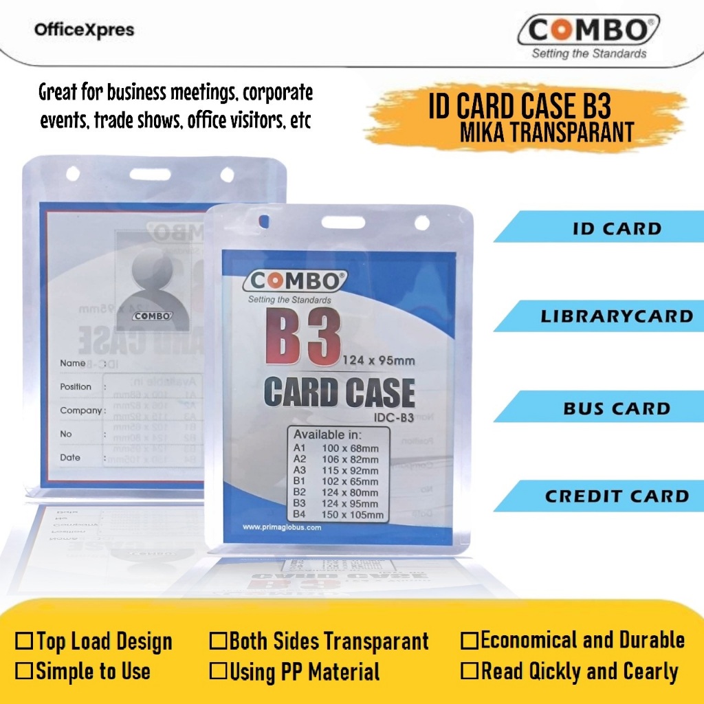 B3 Plastic ID Card Case / Transparent ID Card Casing 124x95mm / Clear ...