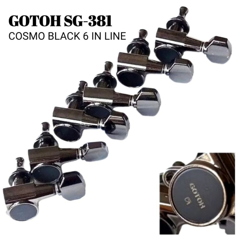 Machine Head Gotoh SG381 6 in line Standard Right Hand Cosmo Black ...