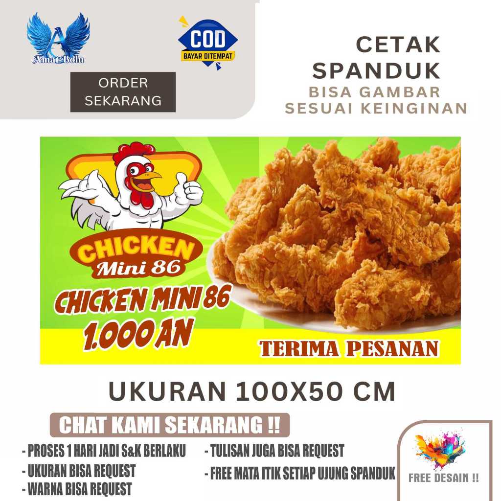Print CHICKEN MINI 1000 AN Custom Design Banners | Shopee Malaysia