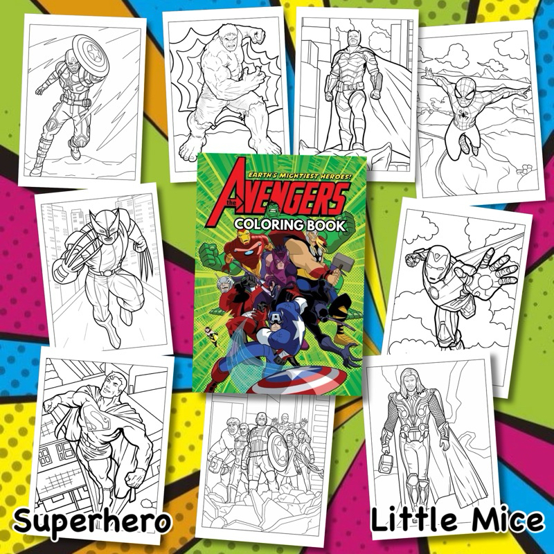 100 Sheets Coloring Book Paper Superhero Series Marvel Avengers ...