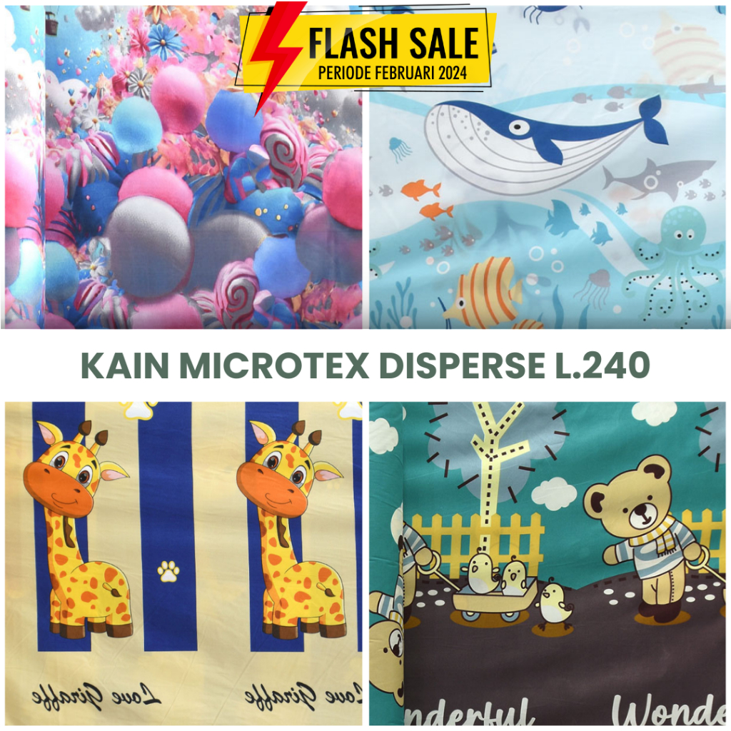 (FS) MICROTEX DISPERSE FABRIC DINO HELLO KITTY BEAR LOTSO ANIMAL ...