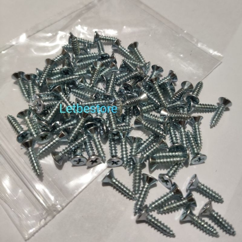 Flat Head Screws 4x1/2 (1cm) Contains 100 Pcs | Shopee Malaysia