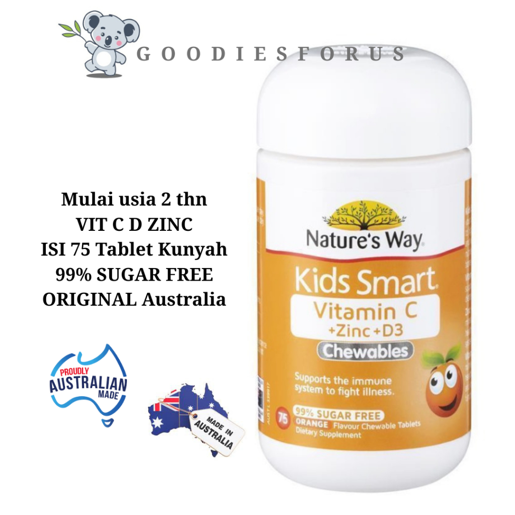 Nature's Way Kids Smart Vitamin C + Zinc + D 75 Chewable Tablets ...