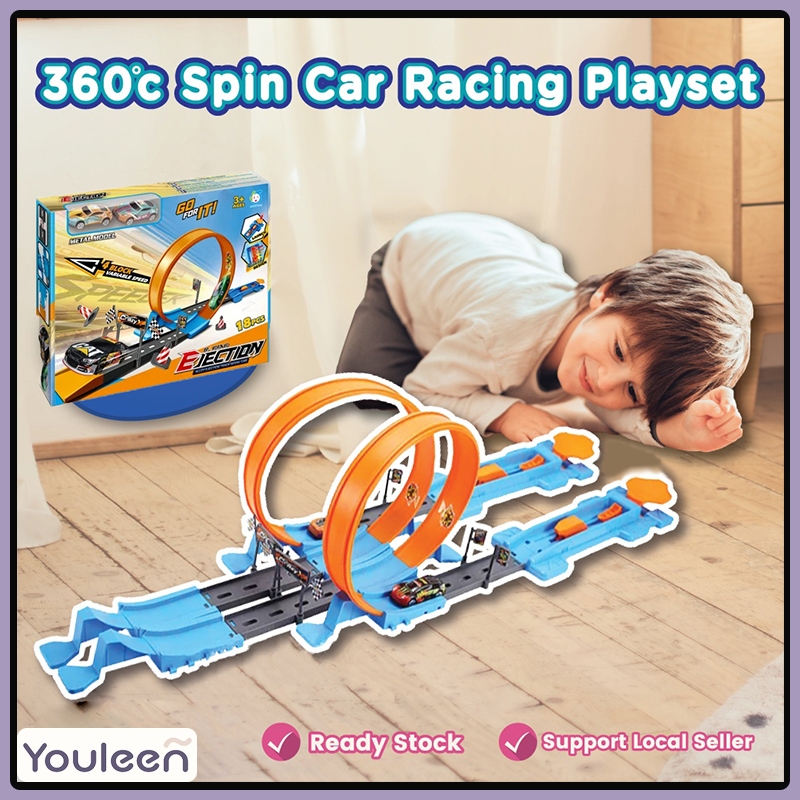 Racing Track 2 Tracks Racing Rail Car Toy Complete Rail Rapid Ejector ...