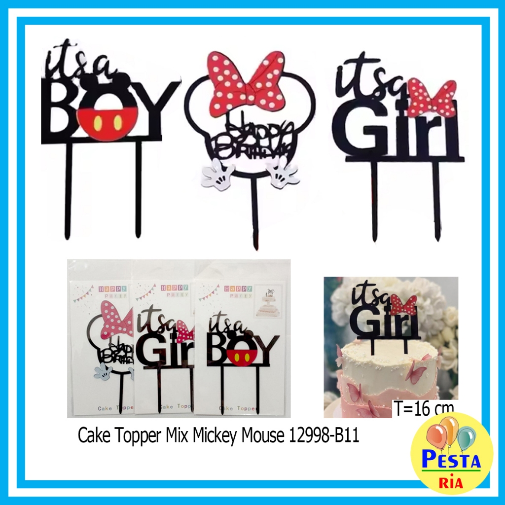 ! (1Pcs) Cake topper Mix Mickey Mouse, HBD cake topper, birthday cake ...