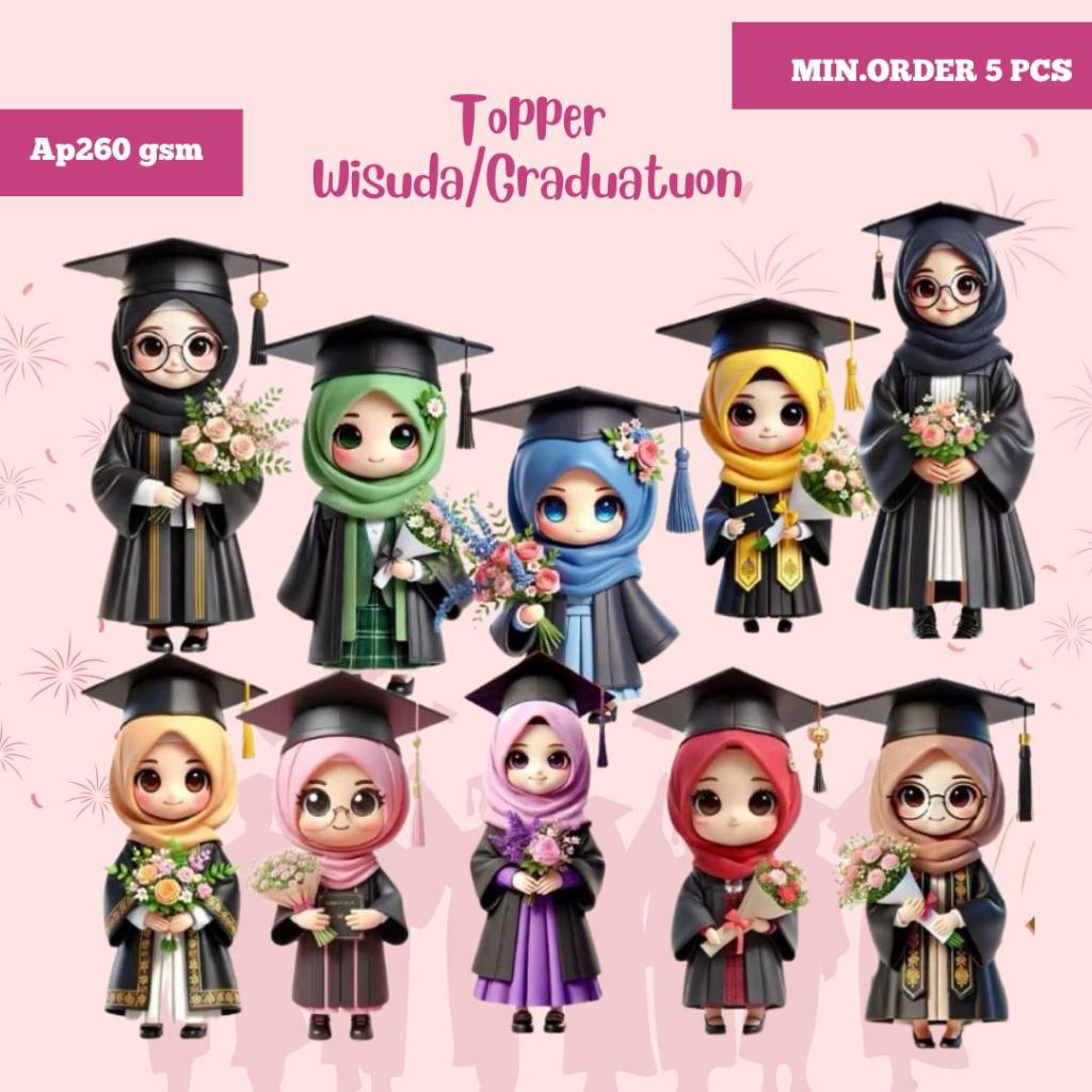 Graduation Topper | Hijab girl graduation bouquet Topper, boy ...