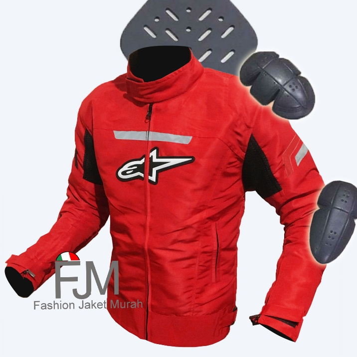 MERAH ALSR Red Waterproof Touring Motorcycle Jacket with Shoulder and ...