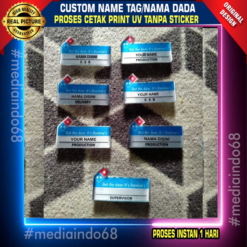 Custom Name Tag / DOMINO'S PIZZA Nameplate (Stainless Material ...