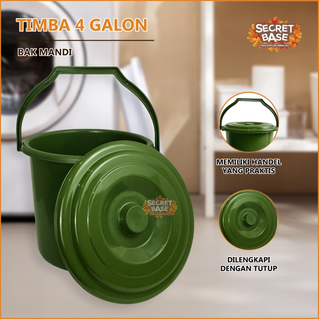 TIMBA 4 GALLON - Handle / Plastic Bucket Souvenir Lid / Clothes Washing ...