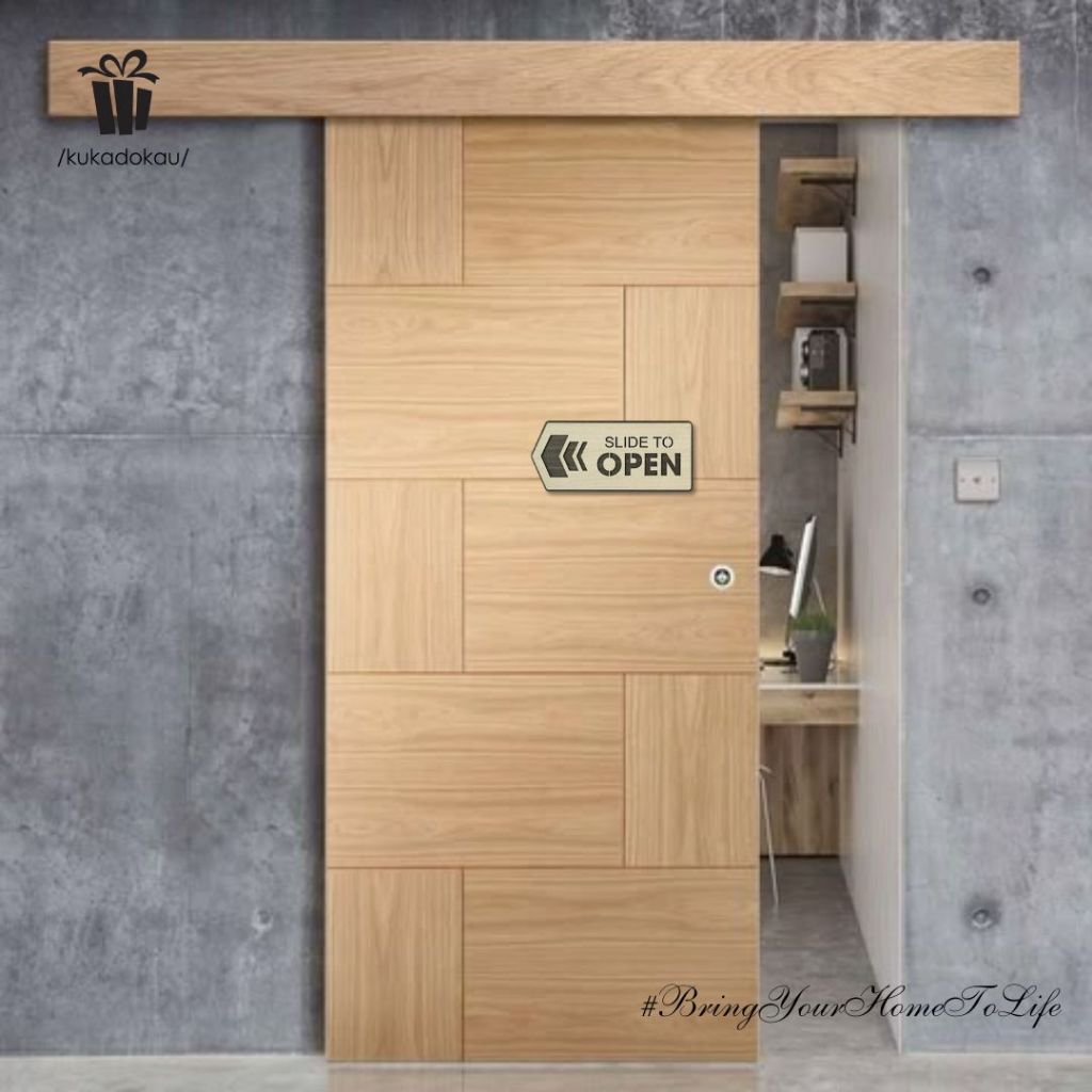 Kukadokau - Minimalist Wooden Slide to Open Door Signage | Sliding ...