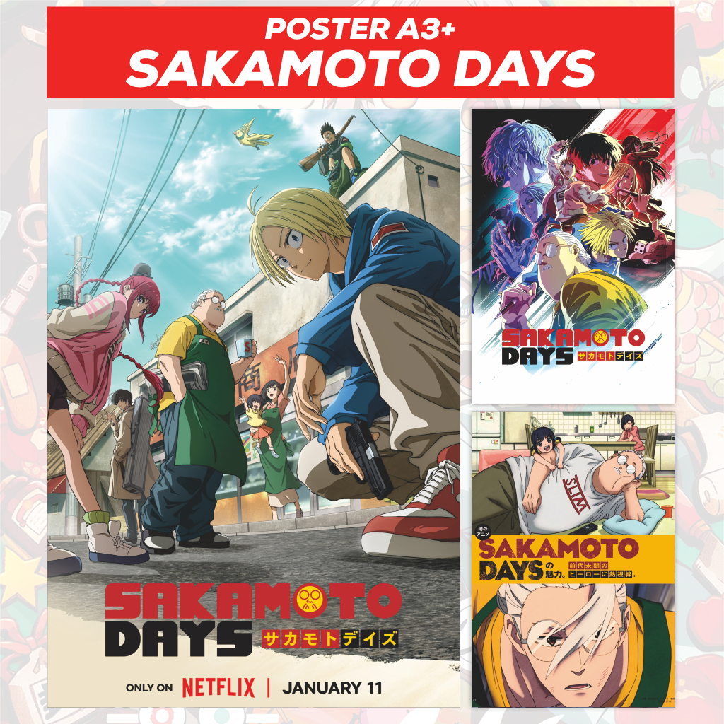 Sakamoto Days Anime Poster - Size A3+ HD Taro Sakamoto, Shin, Lu ...