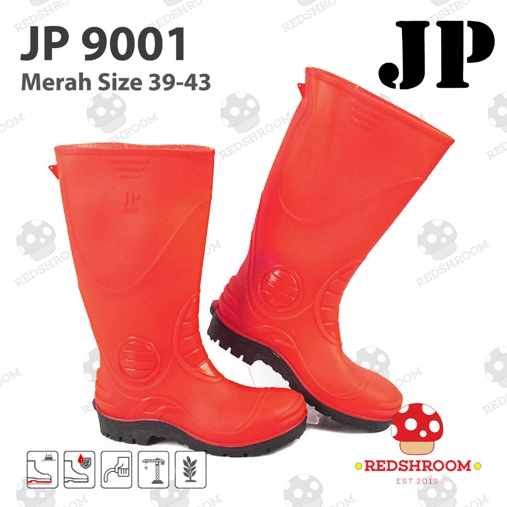 LOKAL MERAH JP 9001 Red High Boots-Light Anti-Slip Flexible Local ...
