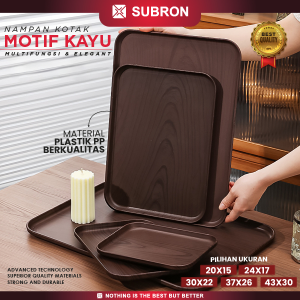 KAYU SUBRON PP Plastic Tray Tray Food Beverage Serving Box Dark Brown ...