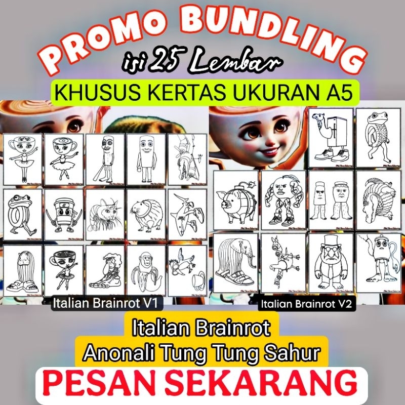 BUNDLING OF ITALIAN BRAINROT V1 & V2 THEME DRAWING PAPER / TUNG SAHUR ...