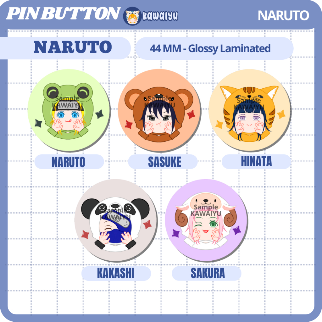 NARUTO | Naruto Animal Anime Button Pin vers | 44mm Anime Pins by ...