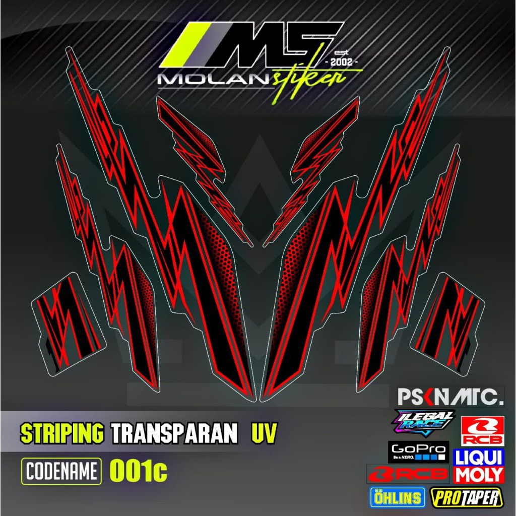 MERAH Decal Sticker Striping Transparent Uv Variations Fazzio Yamaha ...