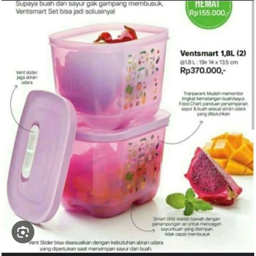 WAREHOUSE CLEARANCE Ventsmart 1.8 Liter 2Pcs Tupperware container for ...