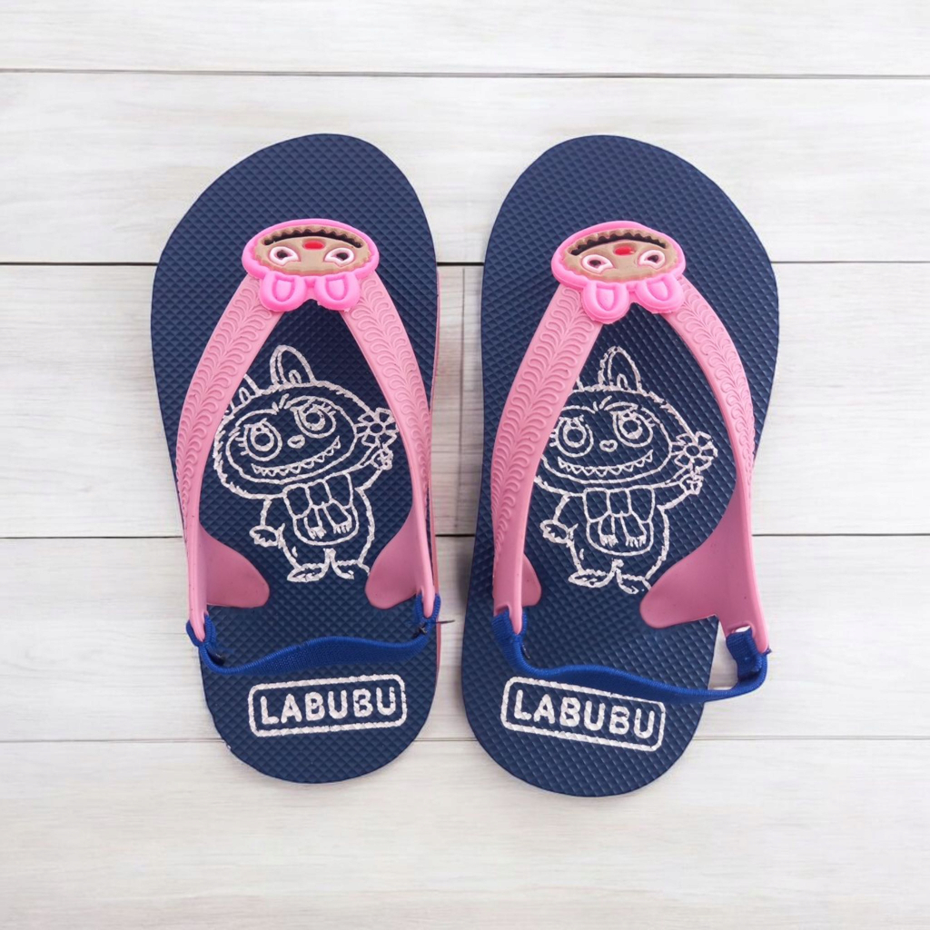 Labubu Pink Rubber Back Strap Toddler Sandals | Flip-flops for girls ...
