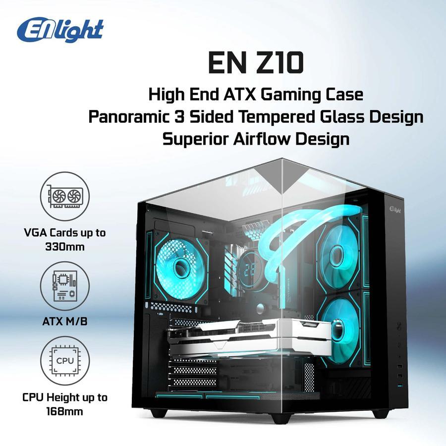 Enlight EN Z10 Black Tempered Glass Includes 3 RGB Fans - ATX Gaming ...