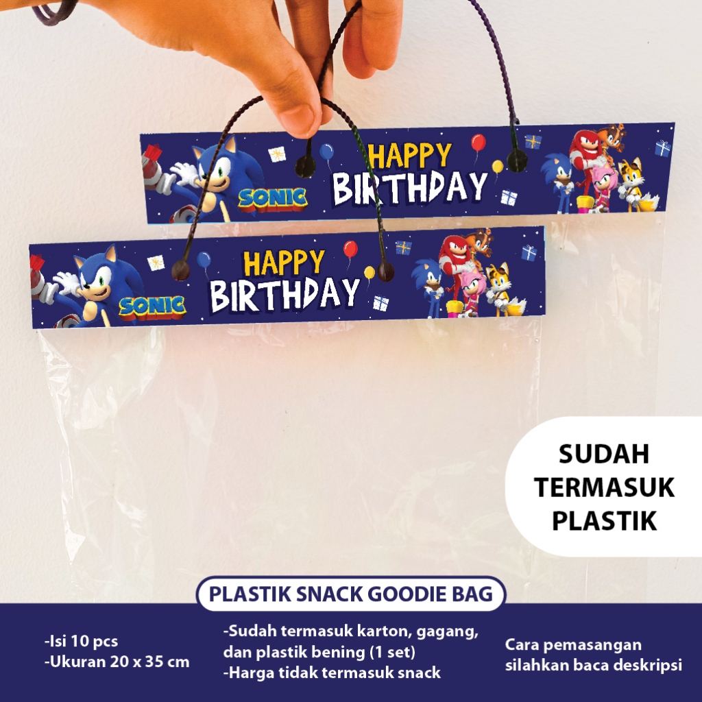 PLASTIC SNACK SONIC GOODIE BAG SONIC BIRTHDAY DECORATION BAG HAPPY ...