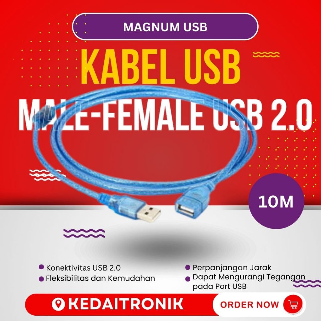 Original 10 meter USB cable Extender Male Female MF extension | Shopee ...