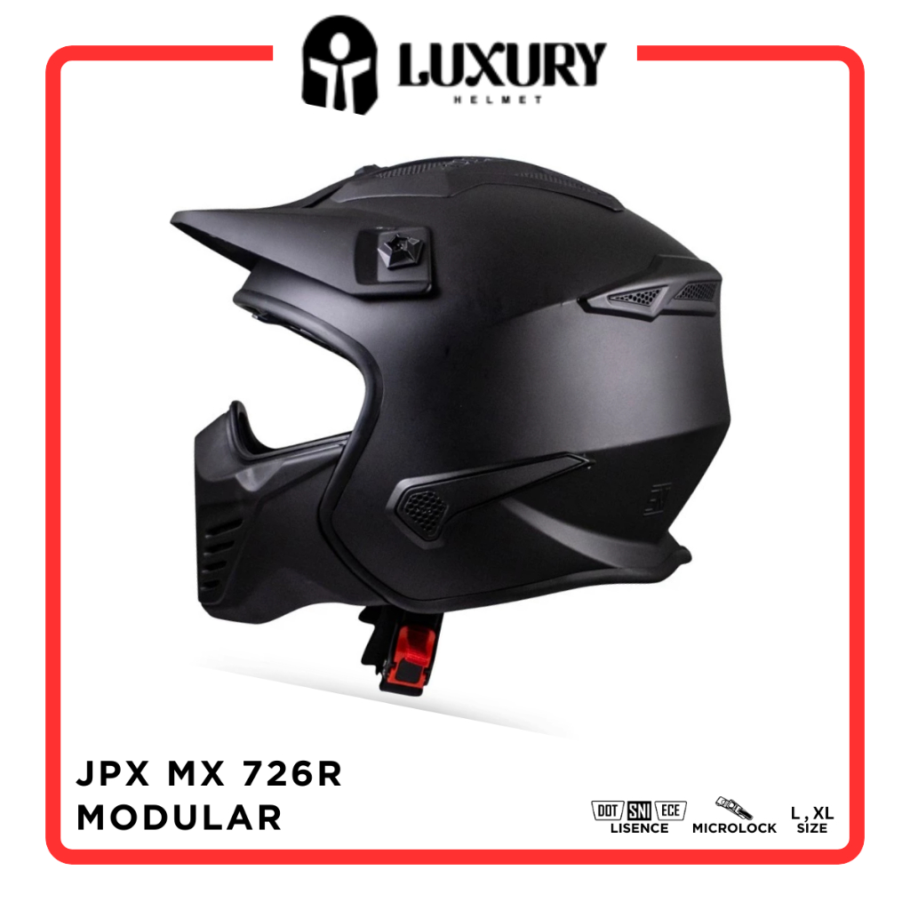 JPX MX 726R Solid Modular Helmet, Matte Black/Doff Black | Shopee Malaysia