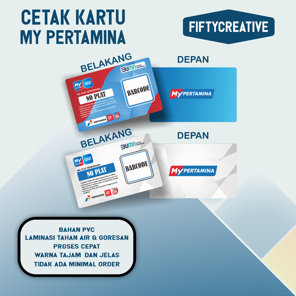 My Pertamina Card Premium PVC Material Barcode Printing ID Card ...