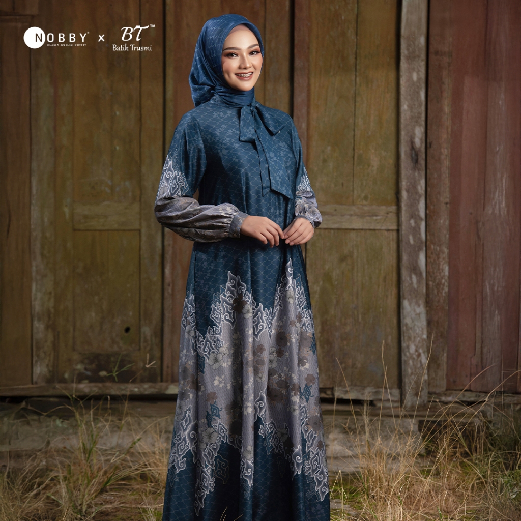 Nobby X Batik Trusmi Arendaya Dress 1 Latest Women's Gamis Ramadhan Eid ...