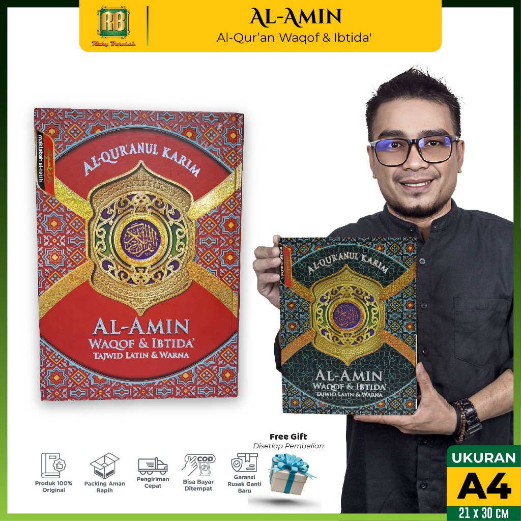 Al-quran Al-Amin Waqof & Ibtida Tajwid Latin & Color A4 Non-Translated ...