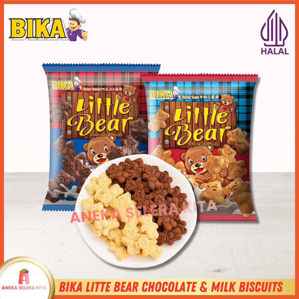 Bika Little Bear Chocolate & Milk Biscuits Halal 100gr | Shopee Malaysia