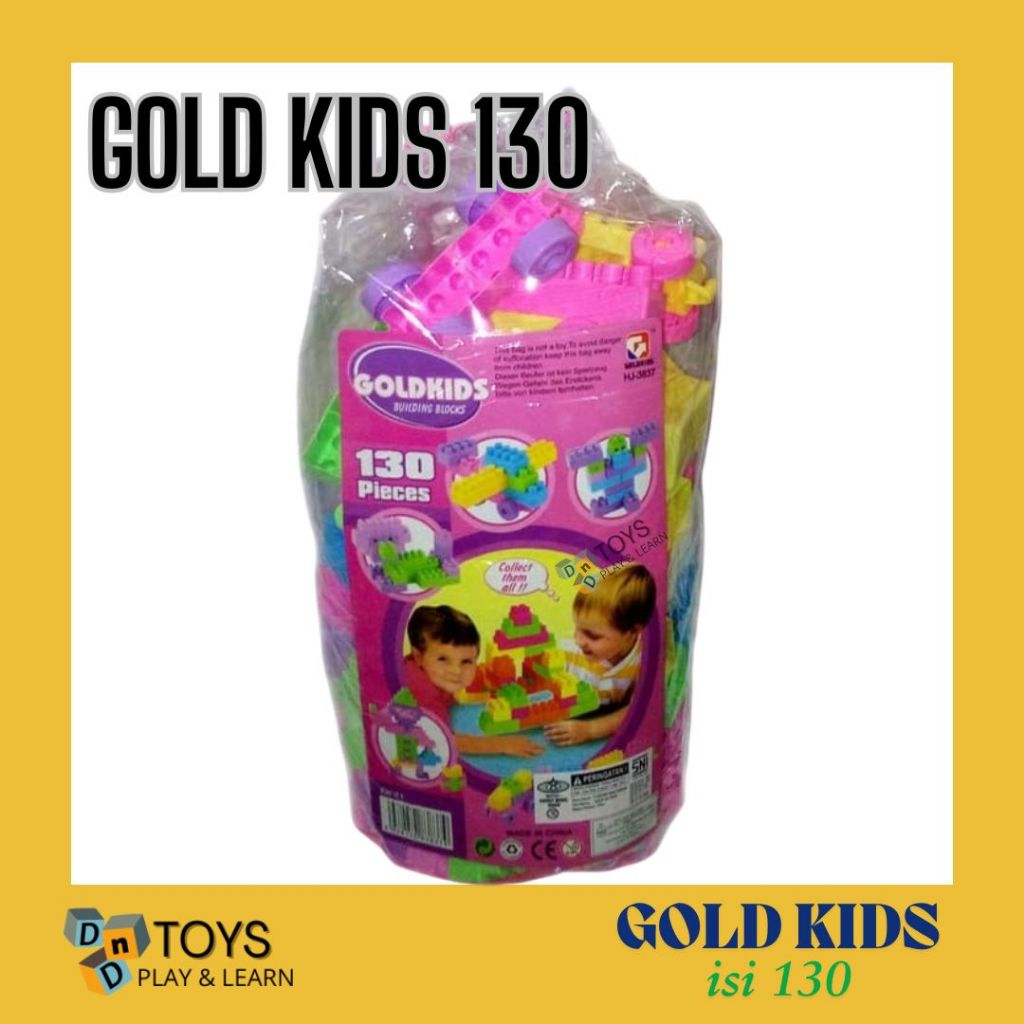 Gold Kids 130 Children's Educational Toys Building Blocks Creativity ...