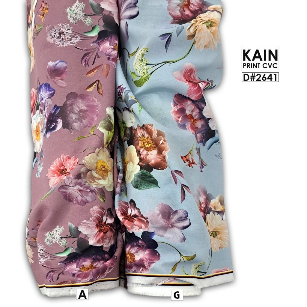 KATUN Cotton Fabric - CVC Cotton Fabric Motif D-2641 (Per 0.50 meters ...