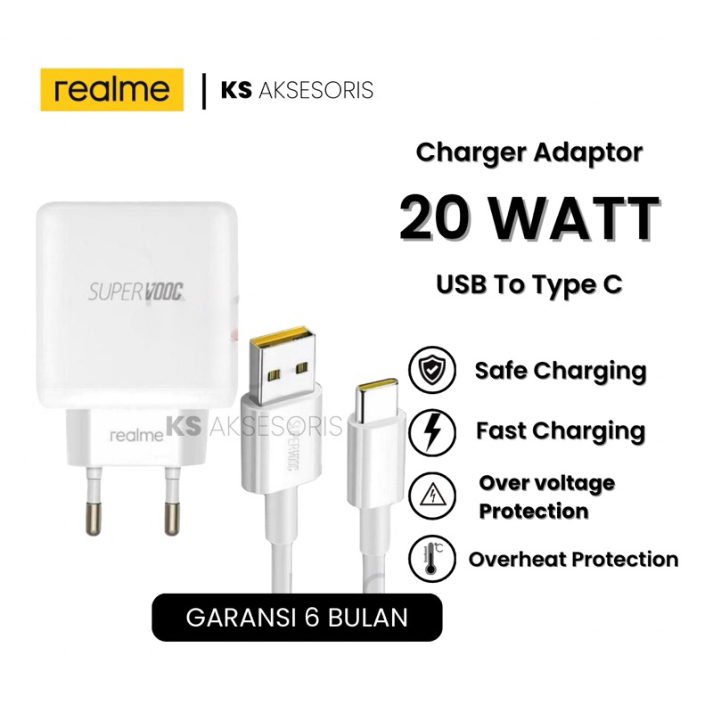 Realme Charger 20 WATT SUPERVOOC TYPE C ORIGINAL 100% | Shopee Malaysia