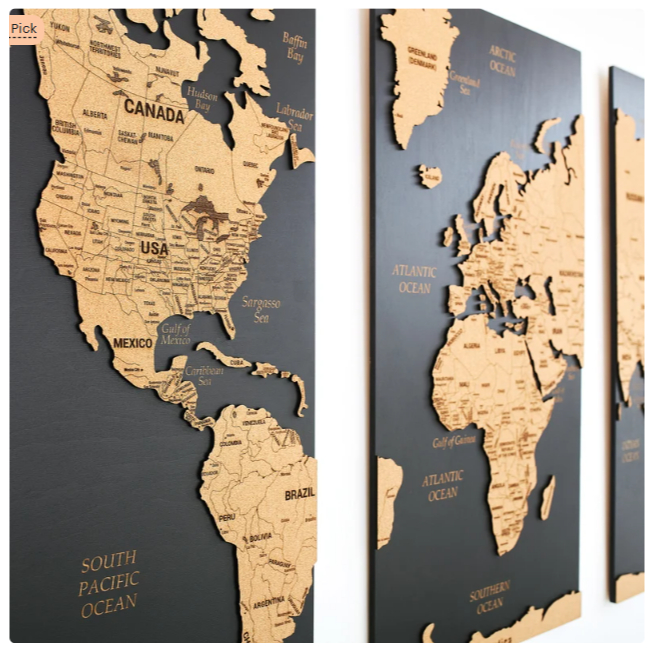 HIASAN DINDING KAYU Wooden World Map / Map Wall Decoration | Shopee ...