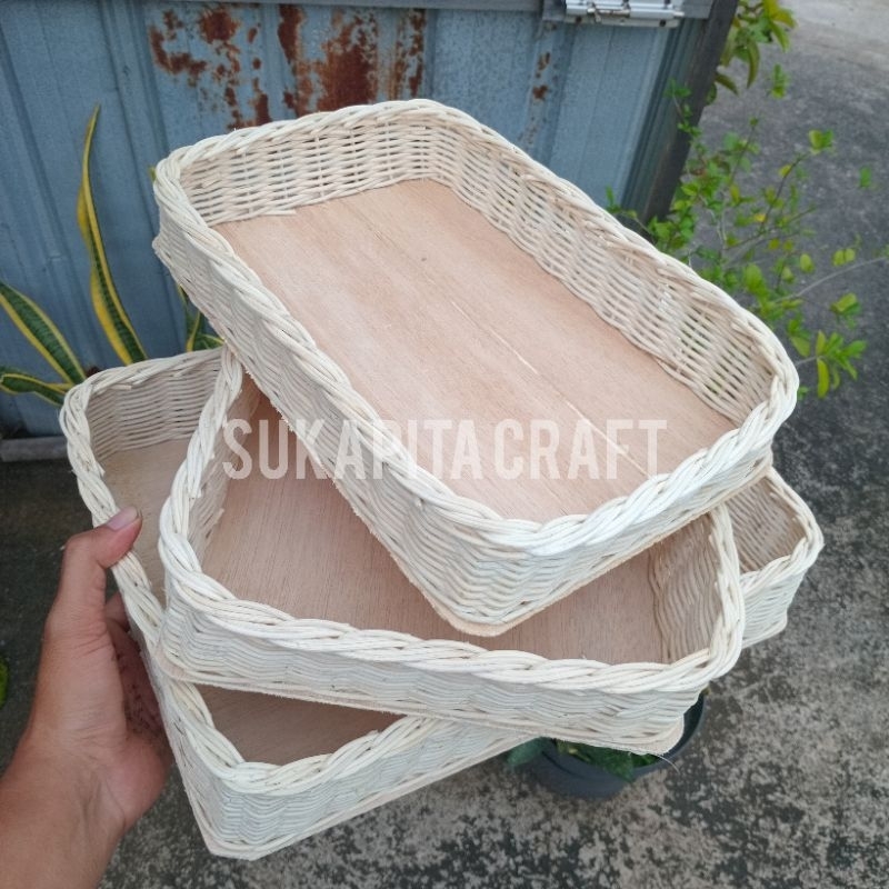 Rattan Basket 1 Set of 3 Square Boxes Full Rattan Parcel Hampers Gifts ...