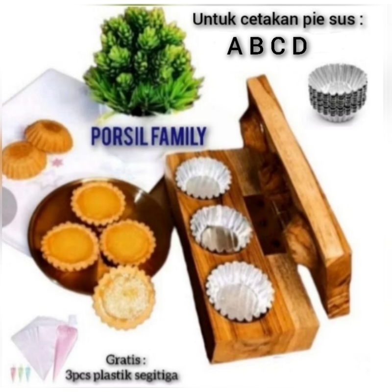 Teak Wood Mini Pie Mold / pie sus mold contains 3 free 3 pcs of plastic ...