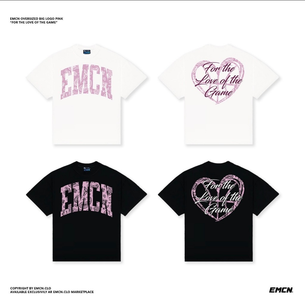 Emcn Oversized Tee Big Logo Paisley Pink | Shopee Malaysia