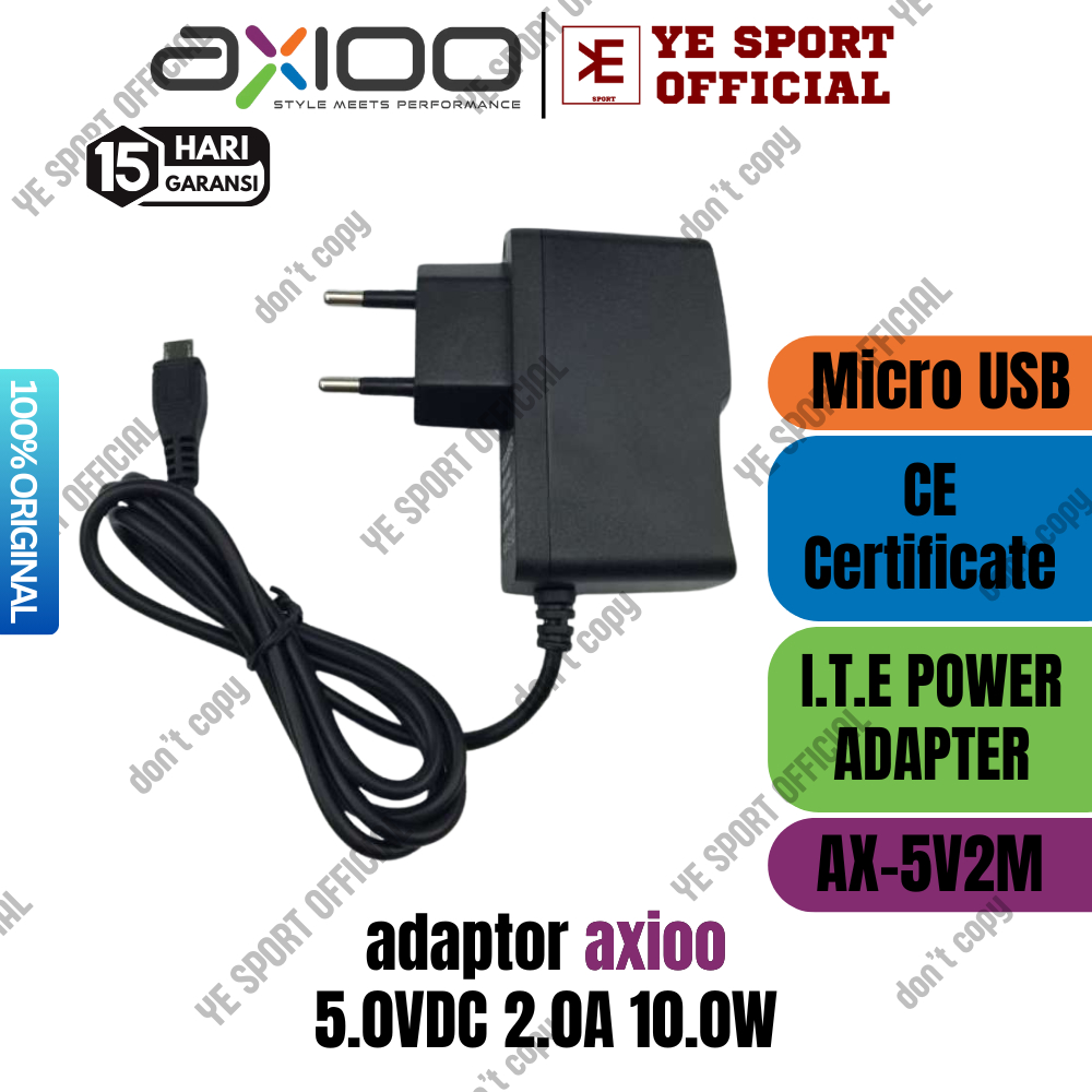 Axioo Charger Adapter 5 Volt 2 Ampere 10 Watt Micro USB Original Laptop ...
