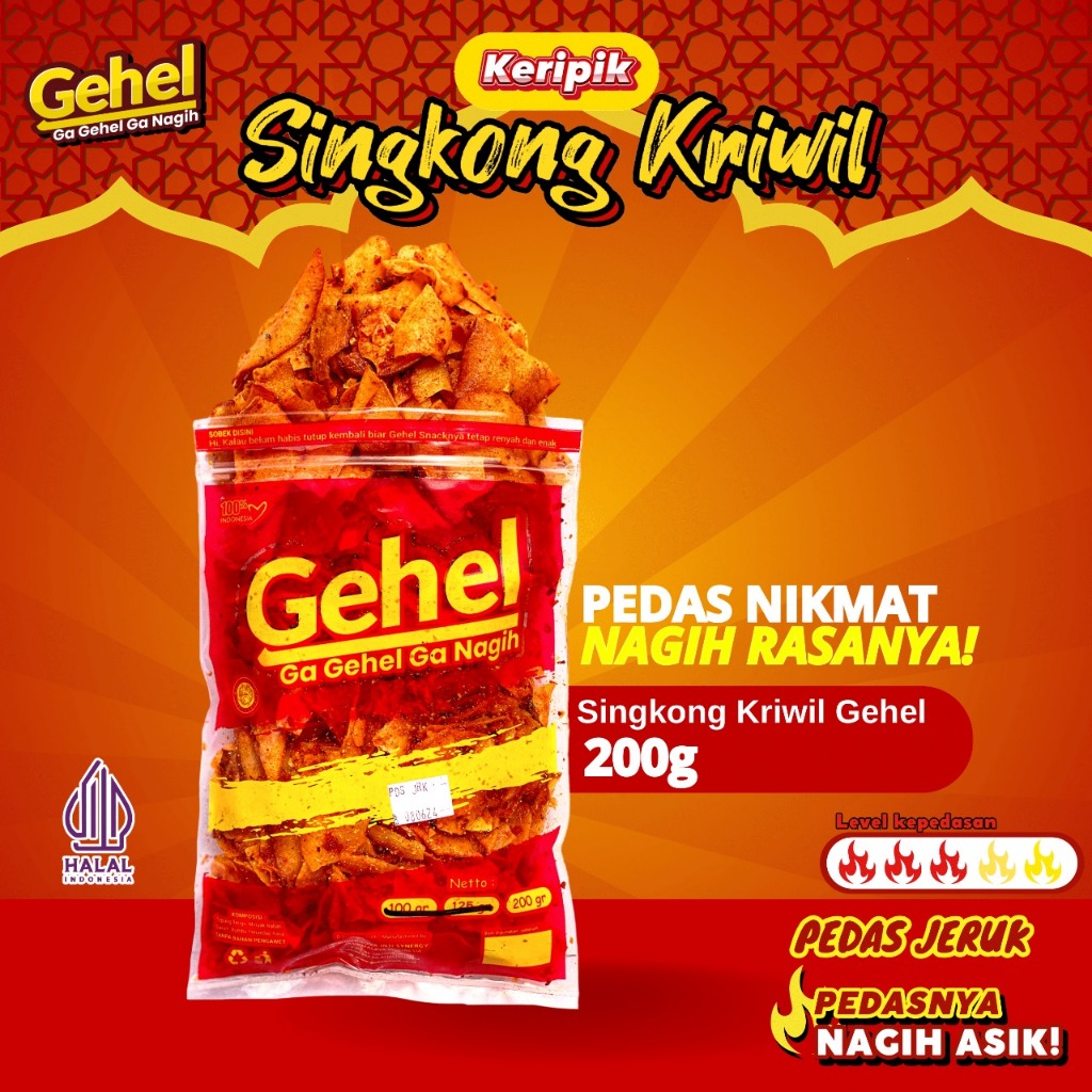 Kriwil Gehel Cassava Chips 200gr Spicy - Snack Food | Shopee Malaysia