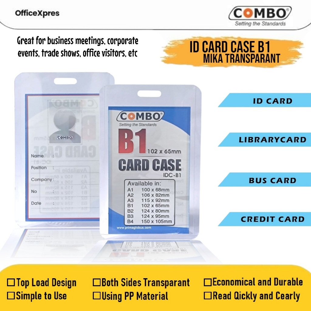 B1 Plastic ID Card Case / Transparent ID Card Casing 102x65mm / Clear ...