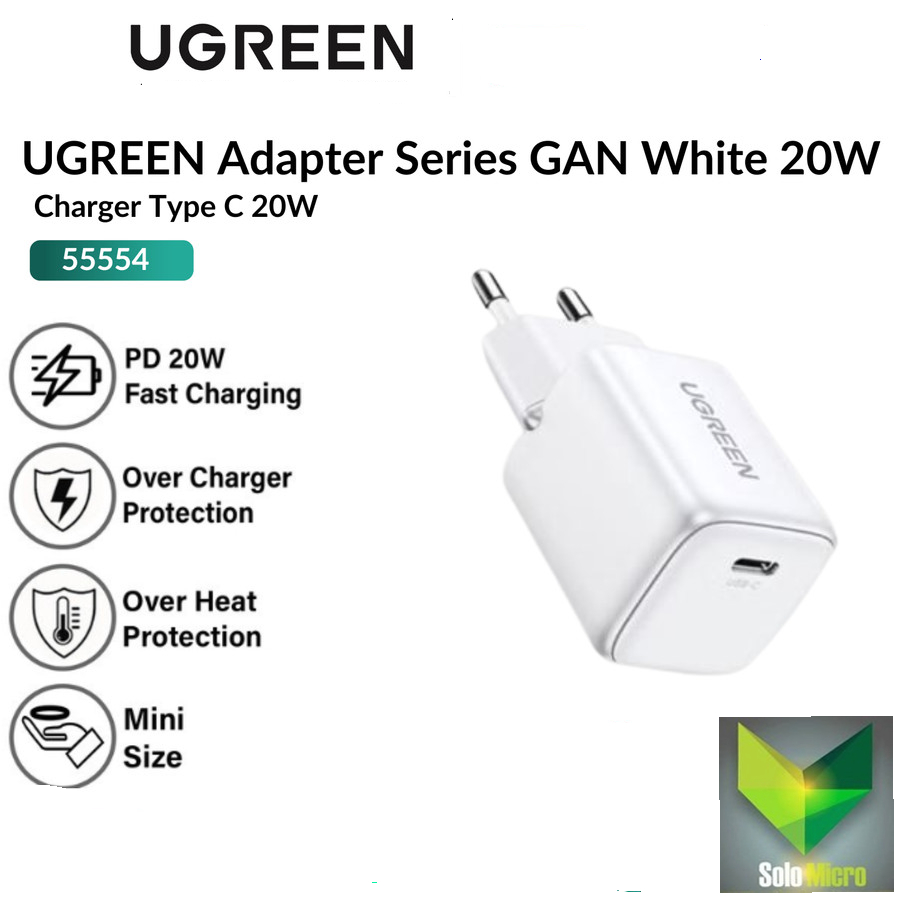 Ugreen USB C 20W GaN Fast Charging Adapter 55554 | Shopee Malaysia