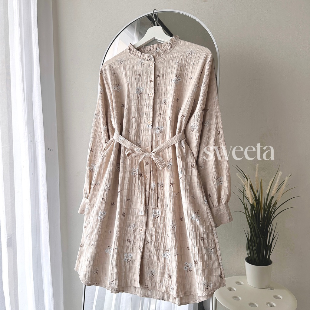 SWEETA | DlOR Summer Ruffle Tie Button Tunic | Crinkle | LD 110 cm ...