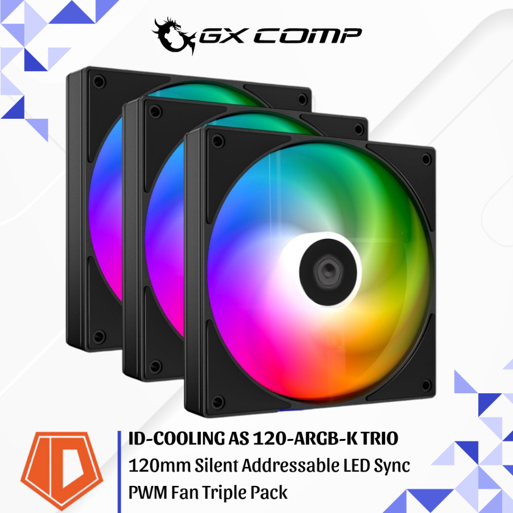 Id-cooling AS 120-ARGB-K TRIO | 120mm Silent Addressable LED Sync PWM ...
