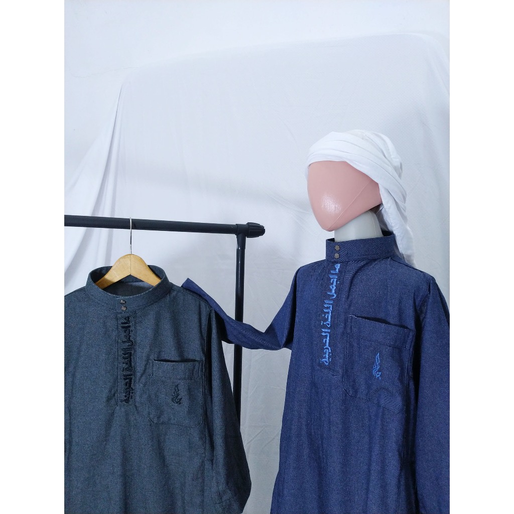 JOUD Thobe Boys ARABIAN Denim Embroidery Robe Cutting SUJA Gamis ...