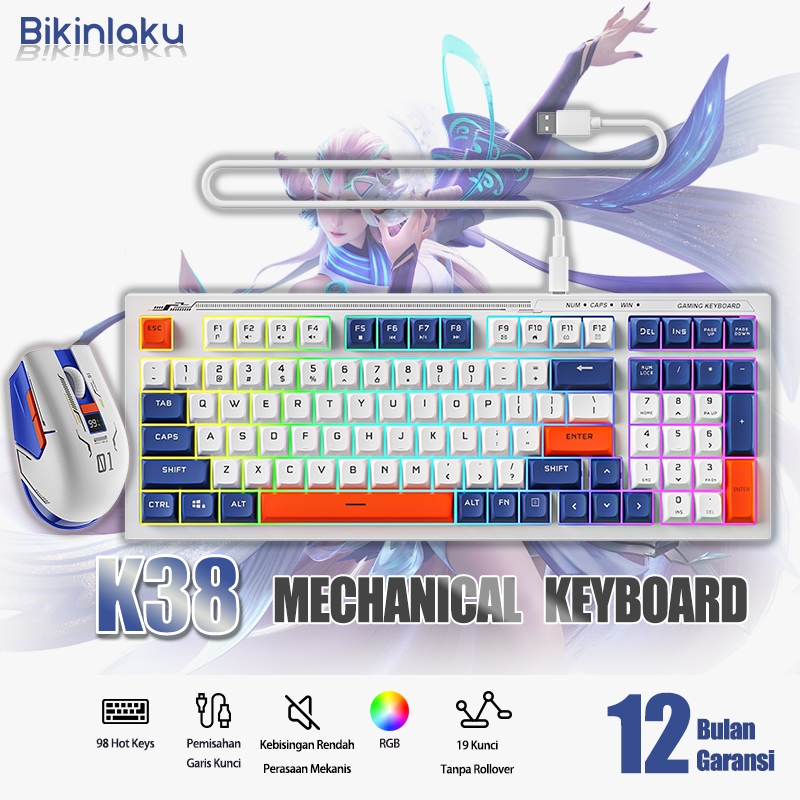 Create the RGB Gaming Keyboard 98 Keys+FN Shortcut Membrane 3 Color ...